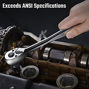 DURATECH 3-Piece Ratchet Set, 1/4", 3/8", 1/2" Drive, 90-Tooth, Quick-release, Contour Handle Designed for Better Grip, Alloy Steel, Organized in Plastic Tray