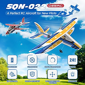 DEERC RC Plane, 2.4GHZ Remote Control Airplane W/ 3 Batteries & 6-axis Gyro Stabilizer, 2CH RTF RC Glider Toy for Beginners Kids Boys Girls Adults