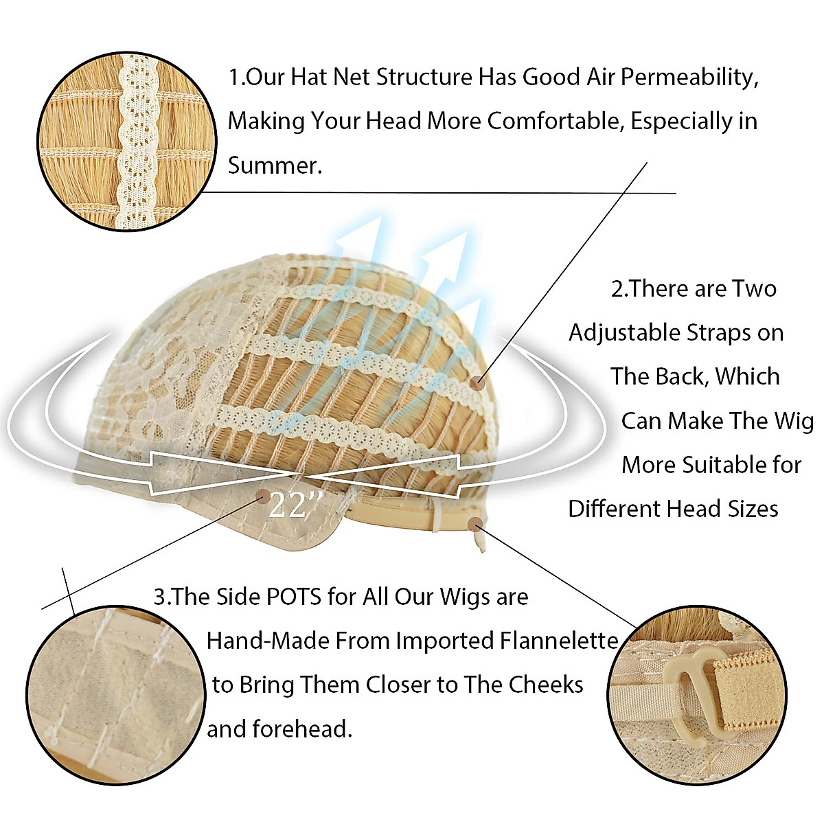 LALASAM Golden Princess Wig,3 Peice Set of Blonde Long Wavy Halloween Peach Cosplay Wig Costume Party Wigs with Crown,Wig Caps