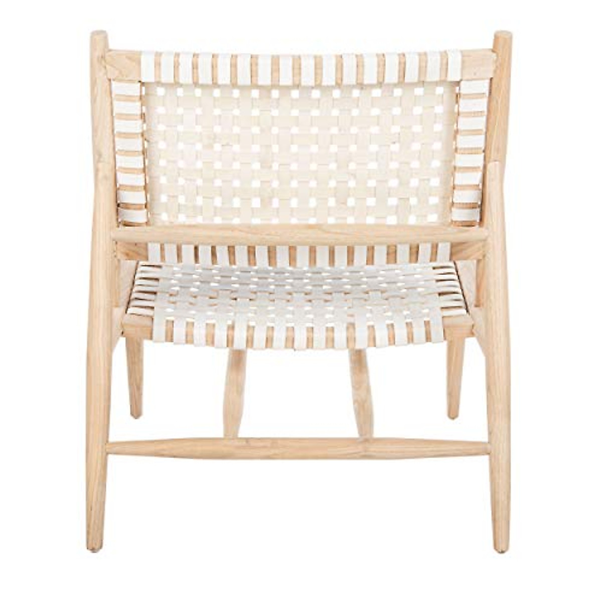 Safavieh Home Soleil White and Natural Leather Woven Accent Chair