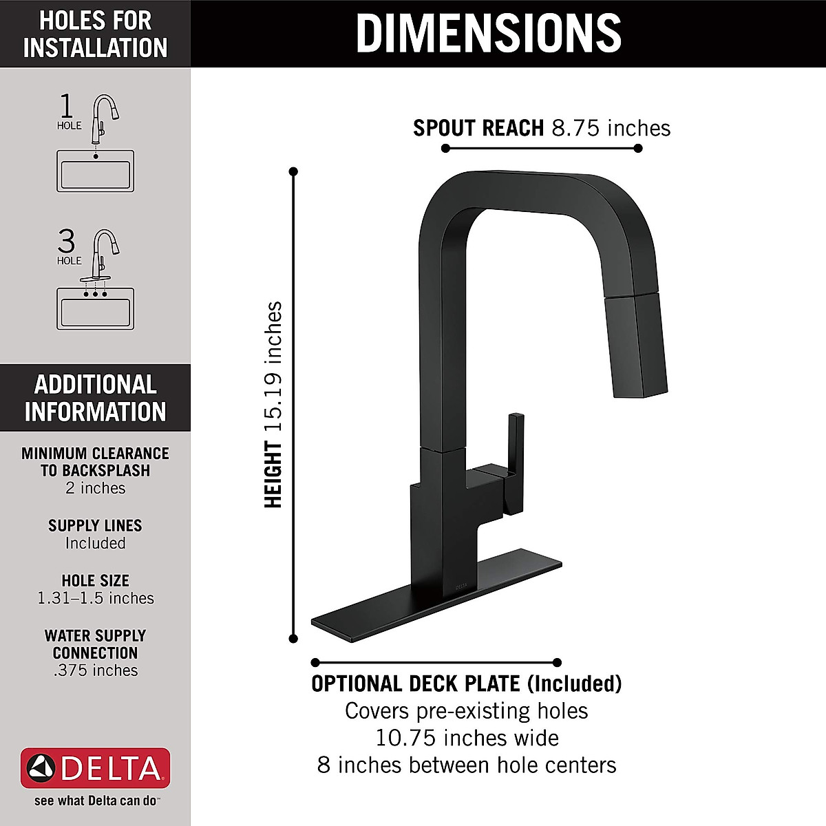 Delta Faucet Junction Matte Black Kitchen Faucet Black, Kitchen Faucets with Pull Down Sprayer, Kitchen Sink Faucet, Faucet for Kitchen Sink, Magnetic Docking Spray Head, Matte Black 19825LF-BL