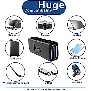 USB 3.0 Female to Female Extension Connector Adapter (2 Pack)