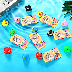 150 Pieces Rubber Ducks and Strings Small Rubber Duck with Duck Tags Mini Rubber Duck for SUV Greeting Card Toy Game Decorations Presents