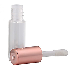 BQLZR Rose Gold Lip Gloss Tubes 1.2ml Empty Plastic transparent Lip Balm Bottle Container Cosmetic Makeup Tools with Stopper Pack of 20