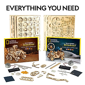 NATIONAL GEOGRAPHIC Solar Model Kit – Build 2 Solar Powered Wooden 3D Puzzle Models of Real NASA Space Explorers, Craft Kits are a Great Gift for Girls and Boys, an Amazon Exclusive Science Kit