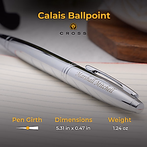 Dayspring Pens Personalized Cross Pen | Cross Calais Ballpoint Pen, Lustrous Chrome. Custom Engraved With Your Name Or Message. Gift For A Man Or Woman. AT0112-1. Customized