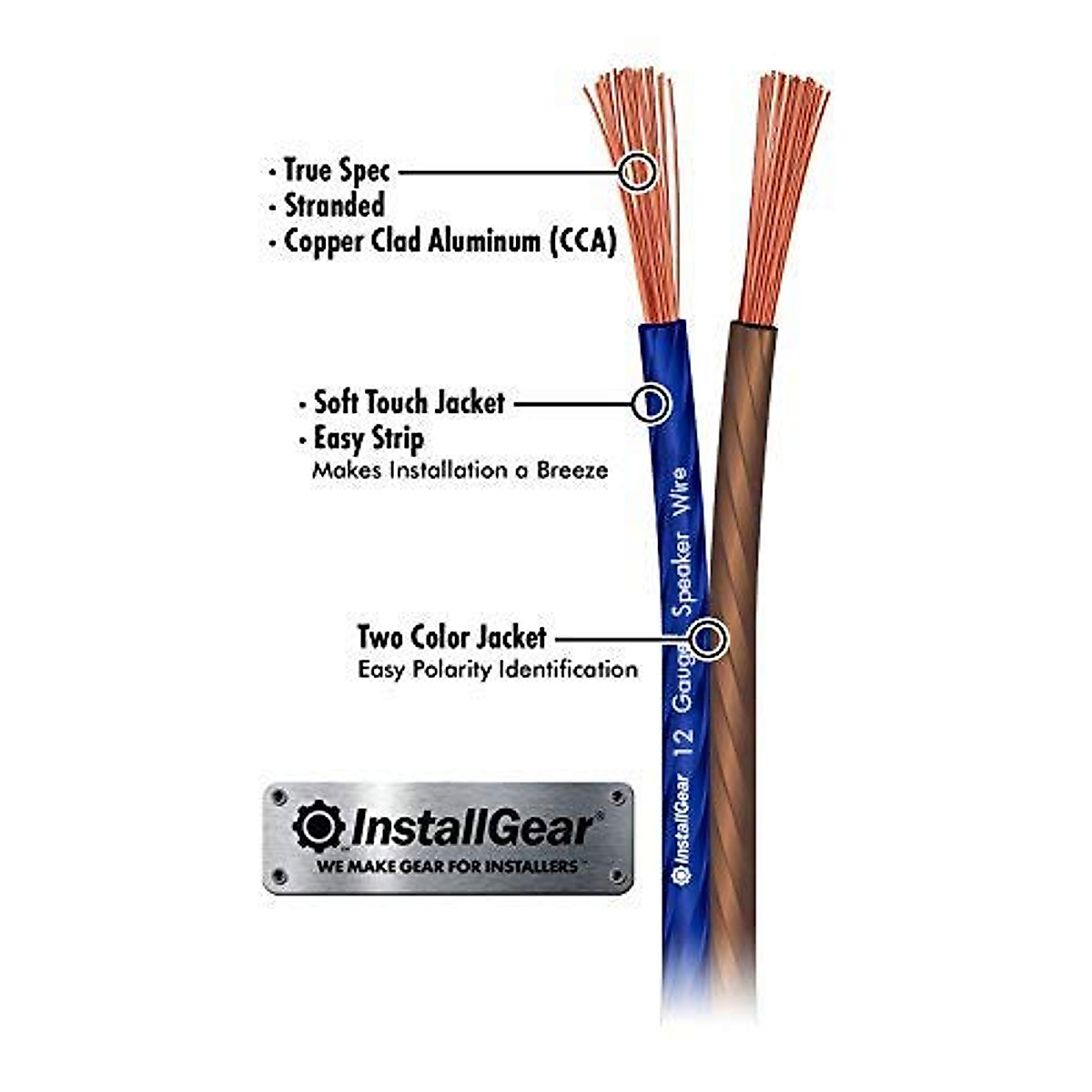 InstallGear 12 Gauge Speaker Wire AWG (100ft - Blue/Black) | Speaker Cable for Car Speakers Stereos, Home Theater Speakers, Surround Sound, Radio, Automotive Wire, Outdoor | Speaker Wire 12 Gauge
