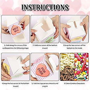 Whaline 24Pcs Valentine's Day Treat Boxes Conversation Heart Cardboard Box Colorful Cute Holiday Paper Gift Container for Cookie Goodie Candy Sweet Valentine's Day Party Favor Supplies