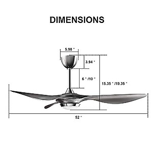 reiga 52-in Silver Ceiling Fan with Dimmable LED Light Kit Remote Control Modern Blades Reversible DC Motor, 6-speed, Timer