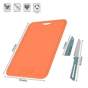 Gintan TPU Cutting Board, BPA-Free, With Knife and Juice Groove,Scratch Resistant Flexible Cutting Boards for Kitchen, Dishwasher Safe, Easy-Grip Handle, Non-Slip