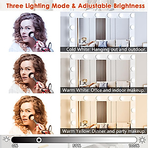 PakaLife Makeup Vanity with Mirror and 3-Color Lights, Vanity Desk Dressing Table with Charging Station,6 Drawers,Side 2 Storage Shelves for Bedroom,White