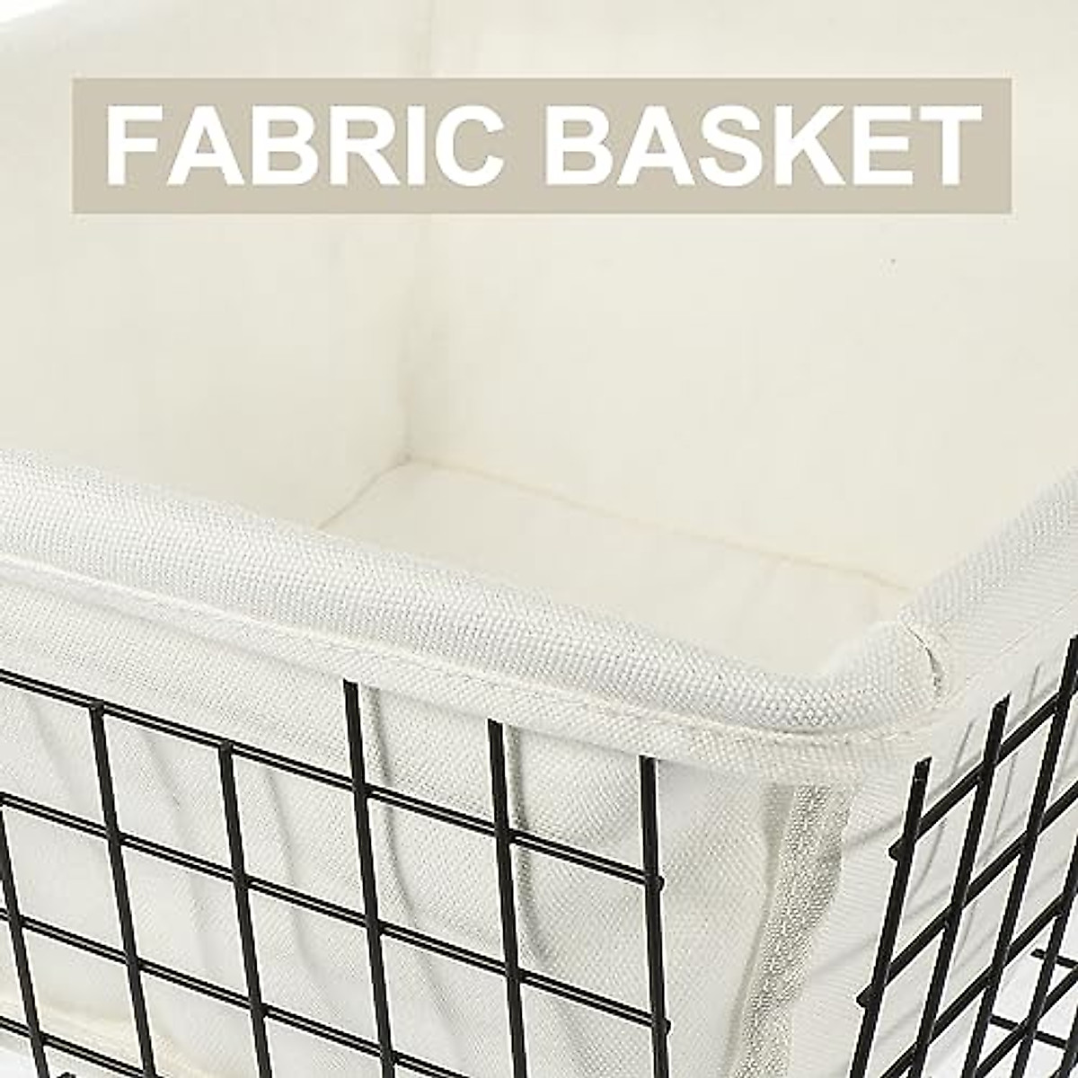 Hemoton Metal Wire Baskets Storage Baskets with Linen Liner Rustic Style Flower Pots Cover Desktop Sundries Basket Pantry Storage Bin for Home Decor and Organizing