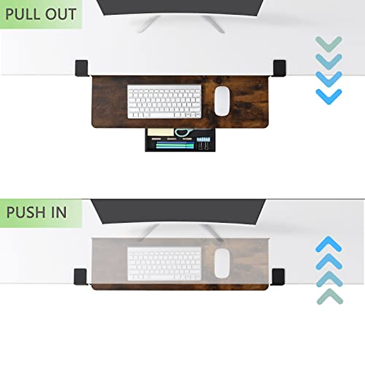 ETHU Keyboard Tray Under Desk, 26.77" X 11.81" Large Size Keyboard Tray with C Clamp-on Mount Easy to Install, Computer Keyboard Stand, Ergonomic Keyboard Tray for Home and Office