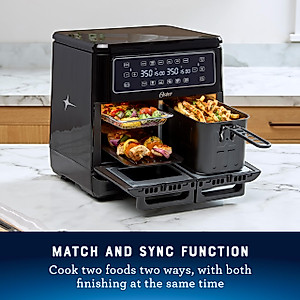 Oster 11-Quart Flex Air Fryer Oven, Dual Air Fryer with 2 Cooking Zones, Double Air Fryer with 6 Cooking Functions, Large Air Fryer with 2 Frying Baskets