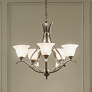 Kichler Dover 23" 5 Light Chandelier with Etched Seeded Glass in Brushed Nickel