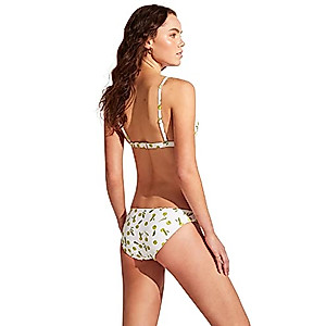 Seafolly Women's Standard Longline Triangle Bikini Top Swimsuit with Adjustable Straps, Summer Crush Soft Olive, 6