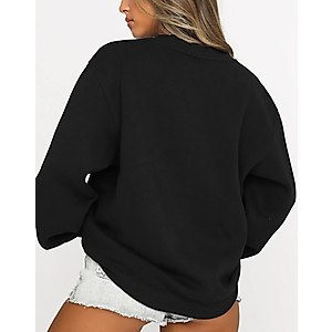 Fanway&EC Women's Long Sleeve Sweatshirt Casual Crewneck Oversized Pullover Hoodies Fall Tops Black