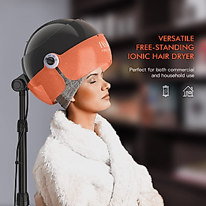 TASALON Ionic Hooded Dryer, 1875 Watts Sit Under Hair Dryer Bonnet with 3 Temperature Settings, Hooded Hair Dryer for Home Spa and Salon, Orange