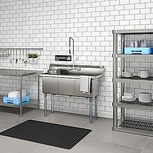 KoolMore 51 in. Three Compartment 18-Gauge Stainless-Steel NSF Commercial Kitchen Sink, Bowl Size 15x15x14, with Three Basins and Pre-Drilled Faucet Holes for Restaurants and Cafes (KM-SC151514-N3)