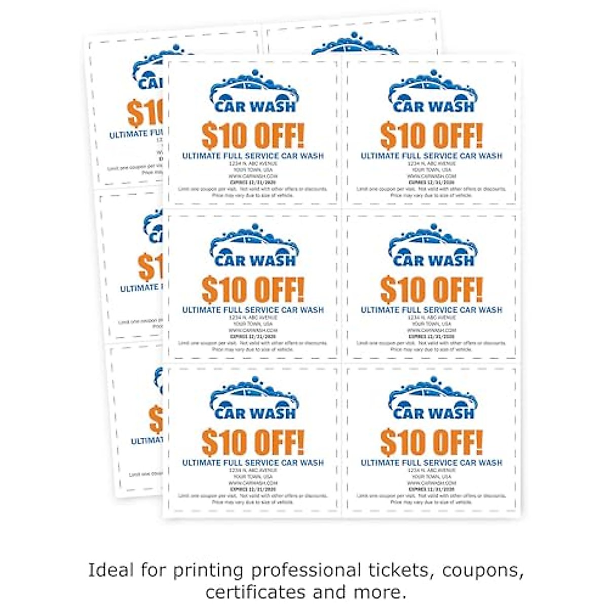 PrintWorks Professional Perforated Paper for Tickets, Coupons, Certificates and More, 8.5 x 11, 24 lb, 3 Perfs - 3 2/3" and 7 1/3" From Bottom & 4 1/4" From Left, 500 Sheets, White (04334)
