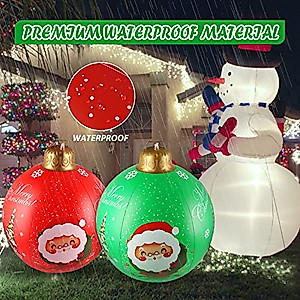 2 Pcs Inflatable Christmas Ball - 24 Inch Christmas Ball Ornaments PVC Giant Indoor Outdoor Xmas Ball for Holiday Yard Lawn Porch Pool Tree Decoration, 2 Pcs Red