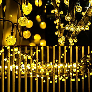 PETVAY Solar String Lights Outdoor,100 LED 33 FT Crystal Globe Lights Waterproof with 8 Lighting Modes,Solar Powered Patio Lights for Garden Yard Porch Wedding Party Decor (Warm White)