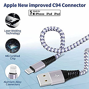 5 Pack Short Lightning Cable(8 Inch), [Apple MFi Certified] iPhone Fast Charging Cable,USB to Lightning High Speed Data Sync Nylon Braided Cord for iPhone 14/13/12/11/XR/X/8/7/6/iPad/Airpods/PowerBank