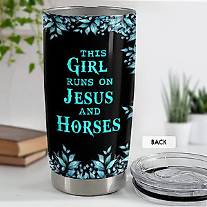 SANDJEST Horse Tumbler Jesus And Horses 20oz Tumblers with Lid Gift for Women Horse Lovers Girl Best Friends Christmas Birthday