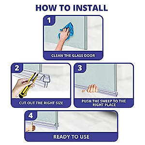 2-Pack Tarpuglider Shower Door Bottom Seal with Internal Grips and Sweep Strip - Frameless Glass Shower Door Seal Strip with Adjustable Length -Stop Shower Leaks -Clear Vinyl (3/8” (9-10 mm) x 39")
