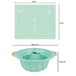 Aschef Steel Reinforced Frame Nonstick Silicone Bundt Cake Pan Baking Mold w/Baking Mat Set-BPA Free, Dishwasher & Microwave Safe