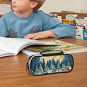 Christmas Santa Cookie Moon Pencil Pen Case Portable Pen Bag with Zip Travel Makeup Bag Stationery Organizers for Home Office