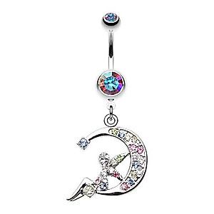 WildKlass Jewelry Crescent Moon Fairy 316L Surgical Steel Belly Button Ring