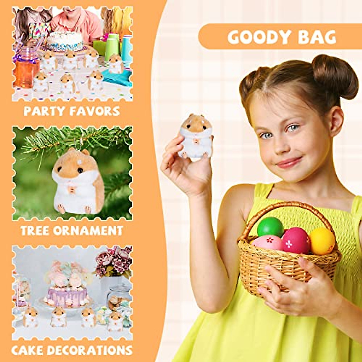 20 Pieces Small Hamster Plush Animals Cute Hamster Plush Stuffed Animal Small Stuffed Doll Keychain Key Holder Bag Pendant Party Favor for Kids Birthday Party Favors DIY Home Decor (Light Brown)