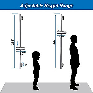 BANGPU Chrome Shower Slide Bar, Bathroom Shower Slide Bar with Adjustable Handheld Shower Holder, Stainless Steel Slide Slide Bar Wall Mount