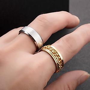 LOAYHOAY 15PCS Stainless Steel Band Rings for Men Women Fidget Rings for Anxiety Engagement Wedding Promise Rings Set Size9