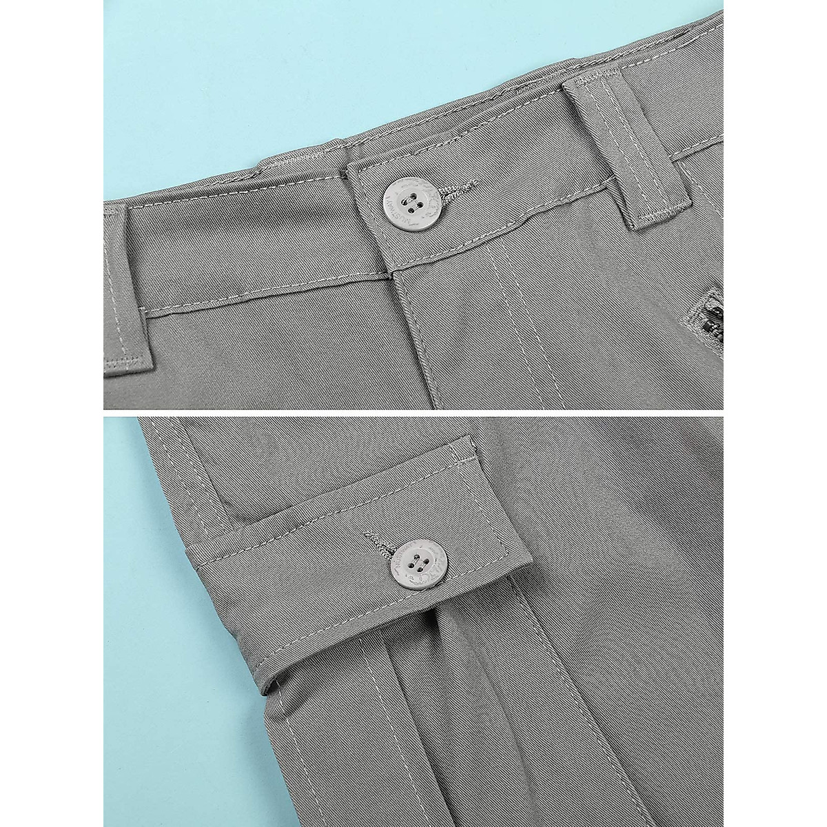 Mesinsefra Women's Cargo Pants Camping Pants Cotton Work Casual Loose Fit Trousers with Multi Pockets Grey 6