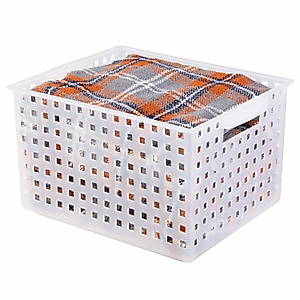 iDesign Modulon X/6 BPA-Free Recycled Plastic Large Stackable Basket, 11.2" x 14.3" x 8.1", Frost