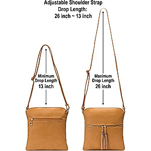 Solene Womens Lightweight Medium Crossbody Purse with Tassel, Perfect Size Crossbody Bags for Daily Use, travel - LP062 (MUSTARD)