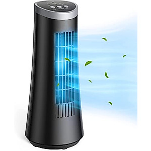 Mirdred Desk Fan, 75° Oscillating Tower Fan with 2 Speeds, Quiet Cooling Table Fan, 12’’ Portable Corded Small Fan, Bladeless Fan for Bedroom Home Office Desktop (Black)