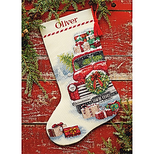 Dimensions Whimsical Counted Cross Stitch Kit Santa's Truck Stocking - 16"(1 Pc.) - Christmas Stocking, DIY Gift for Loved Ones, Ideal for Festive Events