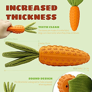 Cooway Dog Chew Toy, Carrot Dog Squeaky Toys for Aggressive Chewers & Latex Dinosaur Dog Toys, Natural Rubber Milk-Flavored Dog Teeth-Cleaning Toy for Puppy small Medium Large Dogs (Orange)