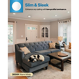 Sunco 6 Pack 4 Inch Ultra Thin LED Recessed Ceiling Lights Slim 3000K Warm White, Dimmable, 10W, Wafer Thin, Canless with Junction Box