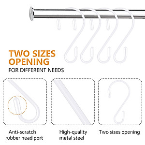 Mzekgxm 20 Pack 3.15 Inch S Hooks Stainless Steel Hanging Hooks Heavy Duty S Hooks for Hanging Kitchenware, Pots, Pans, Plants, Clothes, Towels in Kitchen, Bathroom, Closet, Garden (White)