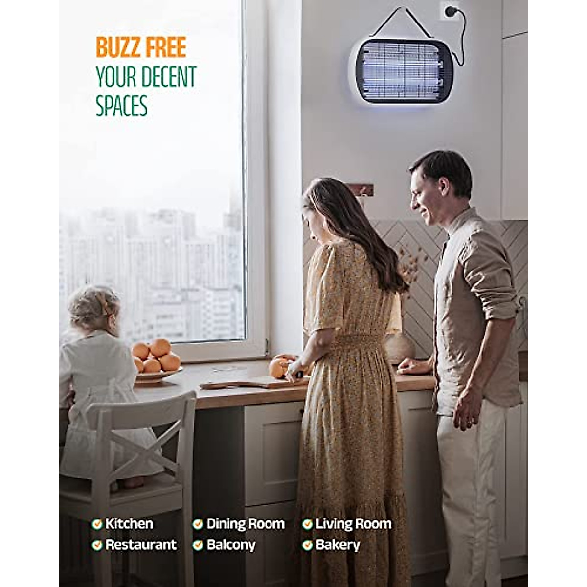 Buzbug Electric Bug Zapper 5000 Sq. Ft. Modern and Stylish 20W Insect Killer Indoor, Fly Mosquito Insect Zapper for Home Kitchen Restaurant Bakery Balcony Garage Patio Office Warehouse (White)