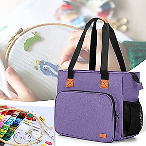 Luxja Embroidery Project Carrying Bag, Embroidery Kits Storage Bag (Bag Only), Purple