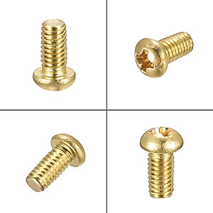 uxcell Brass Machine Screws, M4x8mm Phillips Pan Head Fastener Bolts for Furniture, Office Equipment, Electronics 12Pcs