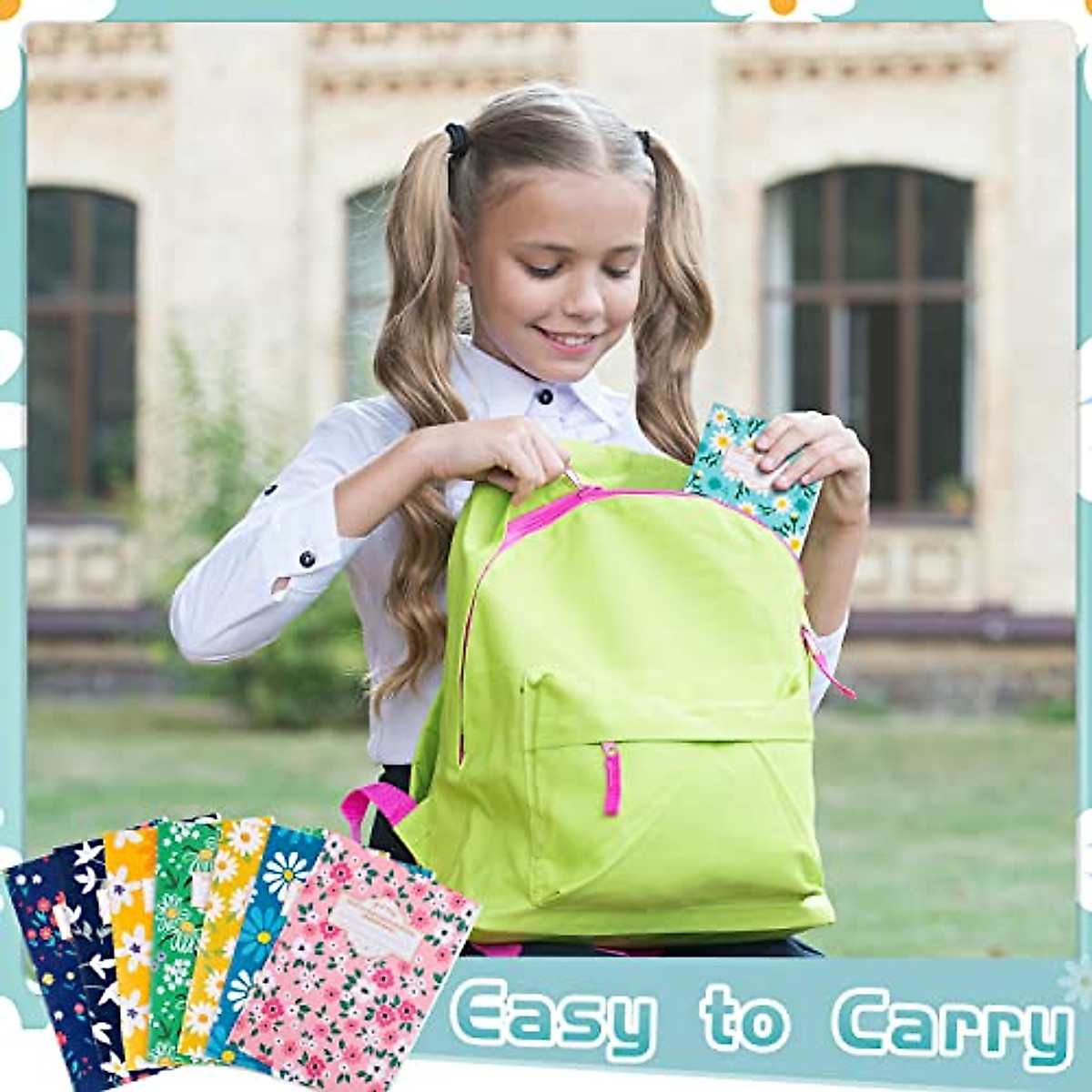 Geelin 56 Pcs Mini Notebooks for Kids Small Composition Books Bulk Assorted Mini School Supplies Small Pocket Notepad for Students Kids, 8 Styles (Floral Style)