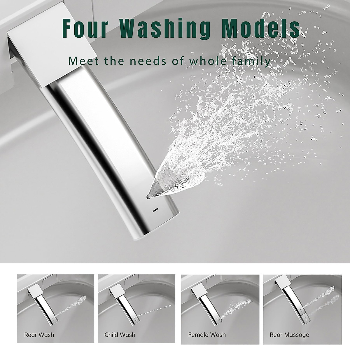 Black Smart Toilet Bidet Toilet for Bathroom, Remote Control, Tankless Bidet Toilet with Foot Touching Lid Opening, Auto Flush, Heated Seat, LED Digital Display, User Memory, Matte Black