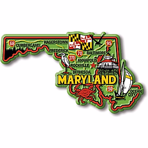 Maryland Colorful State Magnet by Classic Magnets, 4.6" x 2.6", Collectible Souvenirs Made in The USA