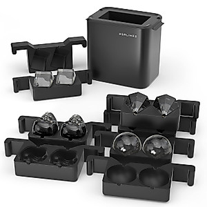 BERLINZO Premium Clear Ice Ball Maker Mold And Additional Silicone Ice Mold - Whiskey Large Clear Ice Cube Maker 2 Inch - Large Whiskey Ice Maker